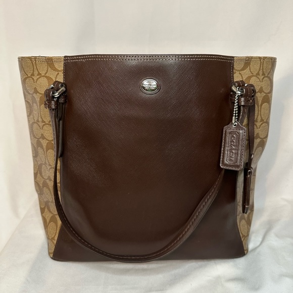 Coach | Bags | Coach Color Block Zip Top Tote Bag | Poshmark